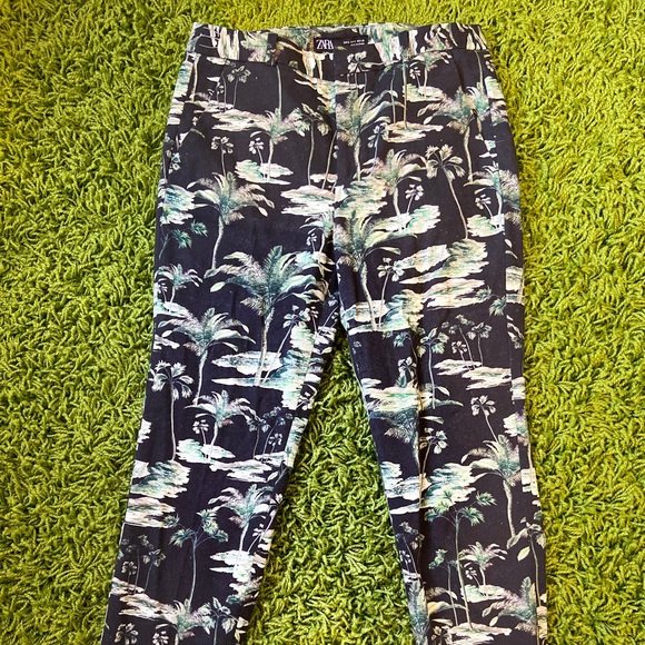 Zara | Pants & Jumpsuits | Zara Tropical Palm Tree Pants | Poshmark
